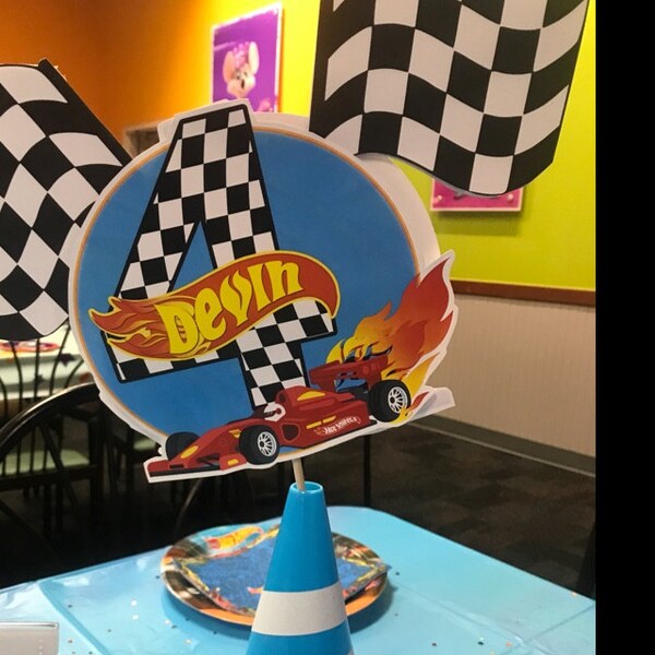 Race Car Centerpiece Number 5 , Racing Birthday, Race Car Centerpiece ...