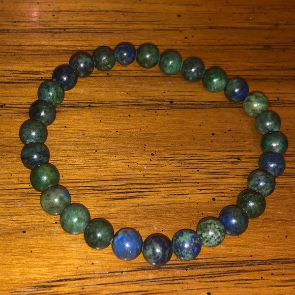 Azurite Malachite Beaded Bracelet 6mm, Natural Crystal Jewelry, Gift - Etsy