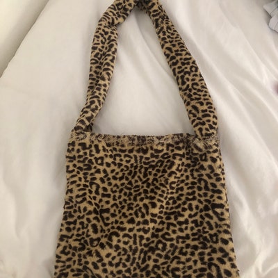 Medium Fluffy Cheetah Print Bag Brown Animal Print Fuzzy Purse Y2k Tote ...