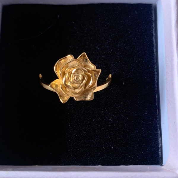 925 Sterling Silver Rose Ring, Rose Diamond Ring, Flower Pattern Ring ...