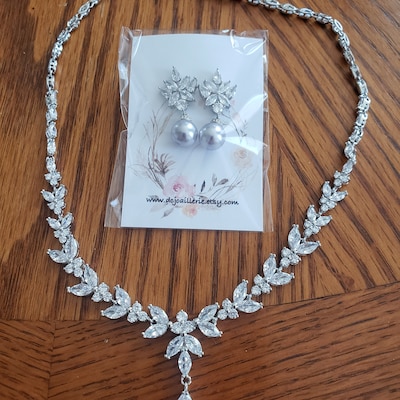 Bridal Jewelry Set Silver Wedding Jewelry Bridal Necklace Wedding ...