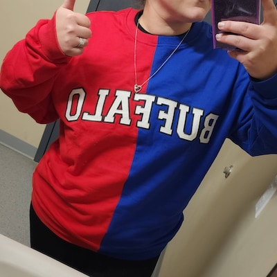 BUFFALO SPLIT CREW Buffalo Bills Sweatshirt Two Tone Mafia Buffalove ...