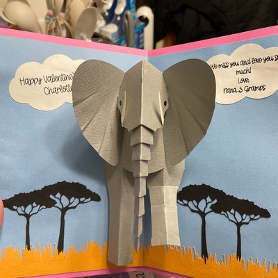 DIY Elephant Pop-up Card SVG and PDF Template for Instant Download - Etsy