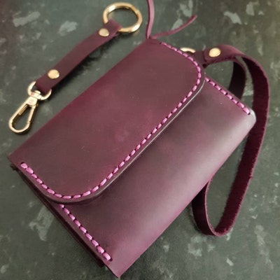 Carved Leather Wristlet Wallet Cute Small Wallet Minimalist Wallet ...