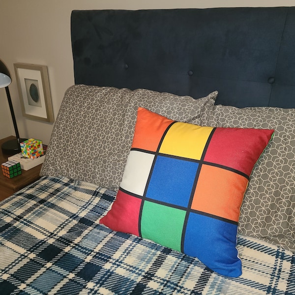 Original Rubik's Cube Pillow - 2-sided Print, Square Throw Pillow, Fun ...