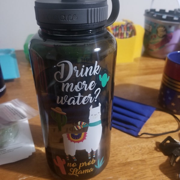 Llama Motivational Water Bottle, Drink More Water, No Prob-llama Hourly ...