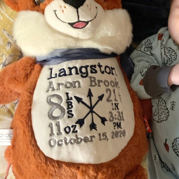 Personalized Fox • Birth Announcement Stuffed Animal • Birth Stat ...