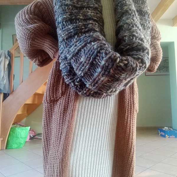 Knit Loopy Merino Wool Long Sweater, Chunky Knit Thick Pullover ...