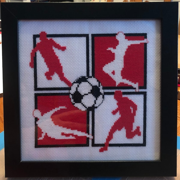 Football Cross Stitch Pattern, Soccer Players Silhouettes, Chart for ...