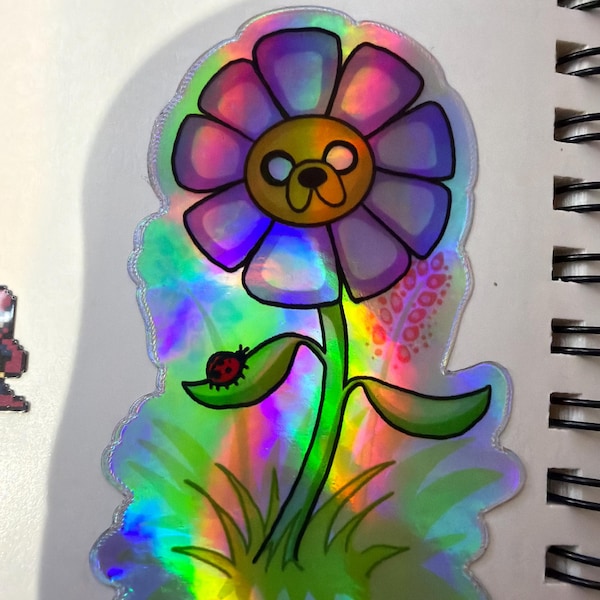 Jake the Flower Holographic Sticker | Decal for Laptop, Water Bottle ...