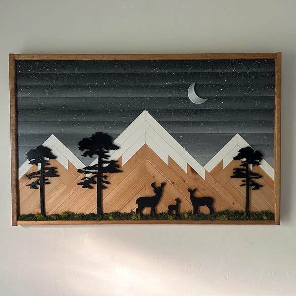 Geometric Wood Sign - Wooden Wall Art - Wood Mosaic Wall Art- Big Wall ...