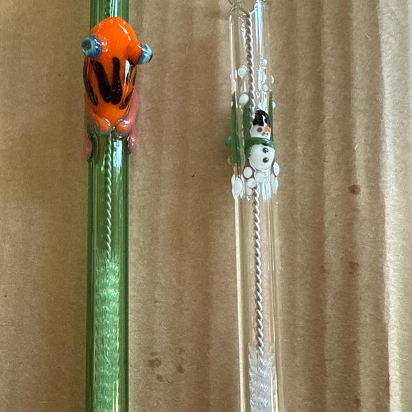 Double Mushroom GLASS STRAW Boba Straws Smoothie Straws Thin Straws ...
