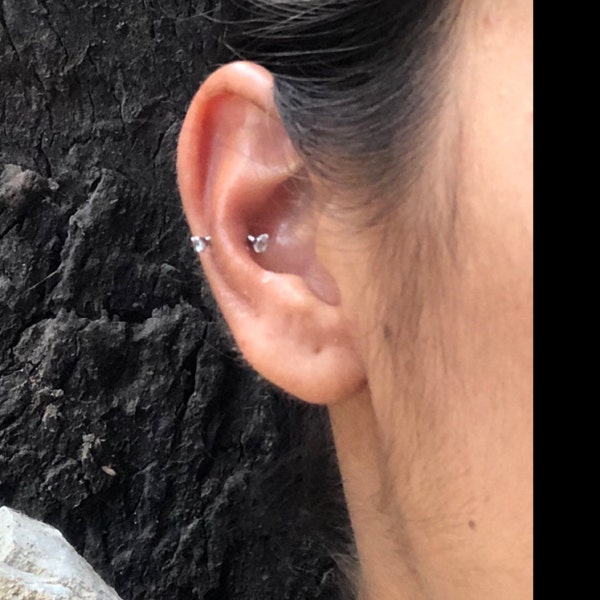 Titanium Implant Grade Daith Piercing Double Jeweled..internally ...