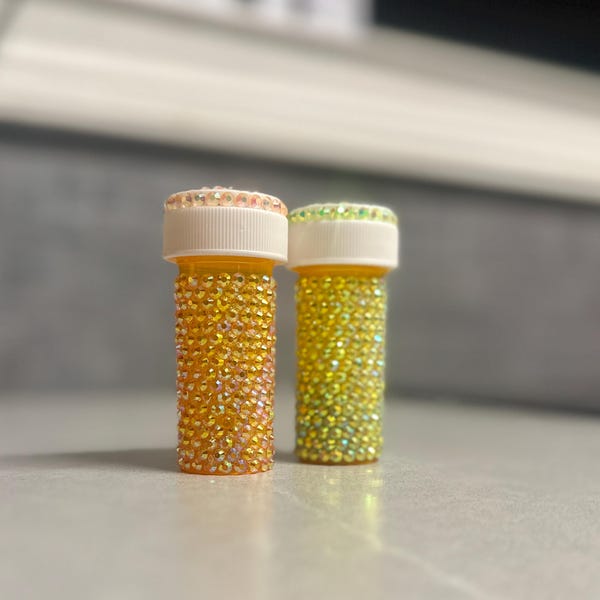 Blinged Rhinestone Bedazzled Pill Bottle Medicine Container - Etsy