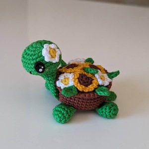 Crochet Pattern Turtle With Flowers, Mother's Day Gift Turtle, Crochet ...