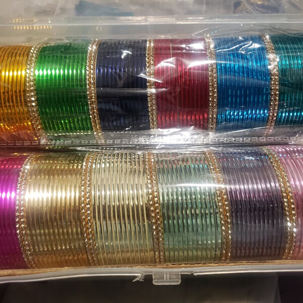 168 Shiny Metal Bangles Set 12 Colours Bangles Set Wedding Bangles ...
