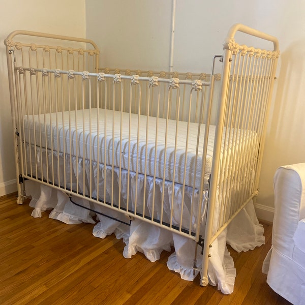 Linen Crib Bedding - Gathered Skirt Light Pink With Ruffle , - Girl ...