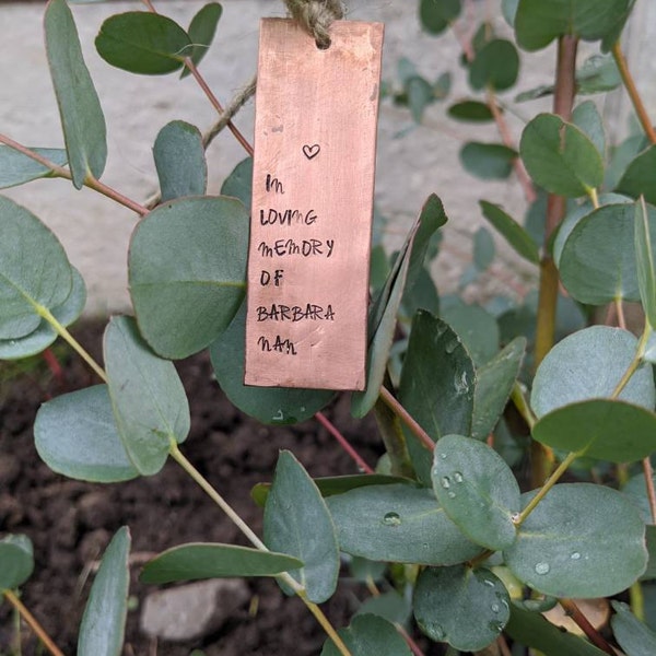In Loving Memory Of...personalised Hand Stamped Tree Hanging Charm ...