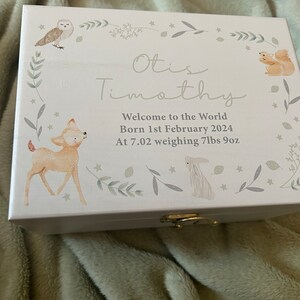 Personalised Safari Animals White Wooden Keepsake Box Keepsake Box ...