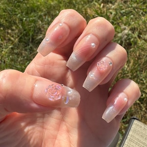 3D Flowers Press on Nails, Hand Made Nails, Stunning Nails, Fancy Nails ...