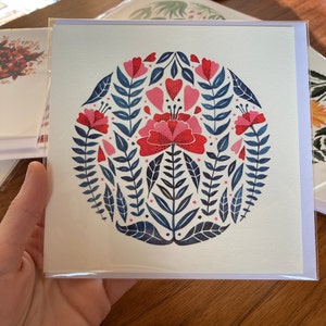 Greeting Card Pack of 6 Floral Art Cards Multipack Watercolour ...