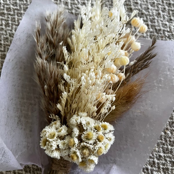 Bohemian Mini Dried Flower Bouquet, Pampas Grass Mini Dried Flower Set ...