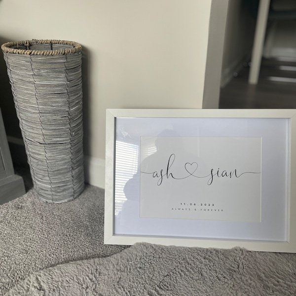 Personalised Print, Custom Couple Names and Date Print, Personalised ...