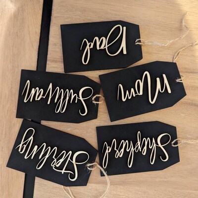 Wooden Laser Cut Name Tags/stocking Name Tags/christmas Decor ...