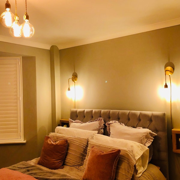 Brass Wall Light With 3 Pin Plug (without Bulb) - Etsy UK