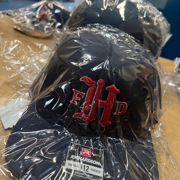 Fire Fighter Department, Fire & Rescue Trucker Cap, Puff Embroidery ...