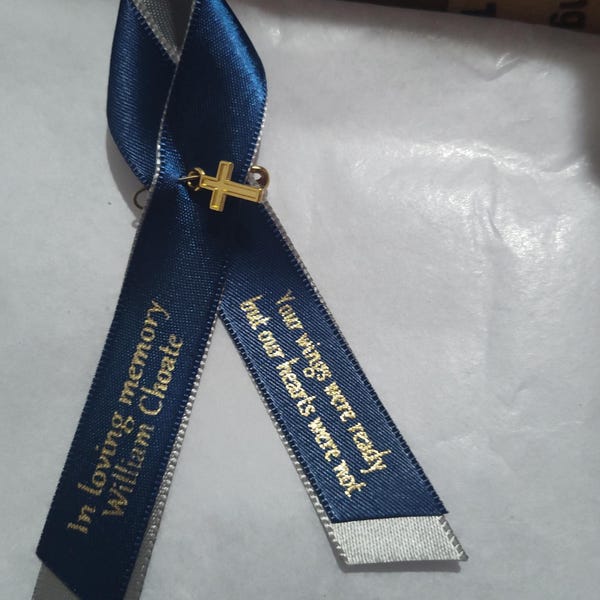 Custom Memorial Ribbons Pinned and Ready to Wear , Lapel Ribbons ...