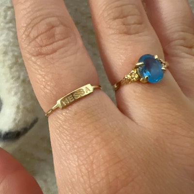 Nameplate Ring 14K Solid YELLOW Gold Personalized Real Gold Ring 14k ...
