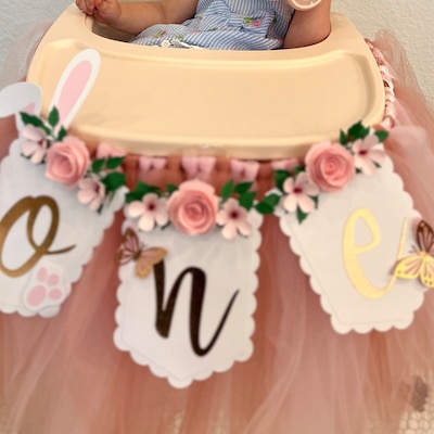 1st Birthday High Chair Banner, Some Bunny is One High Chair, Bunny ...