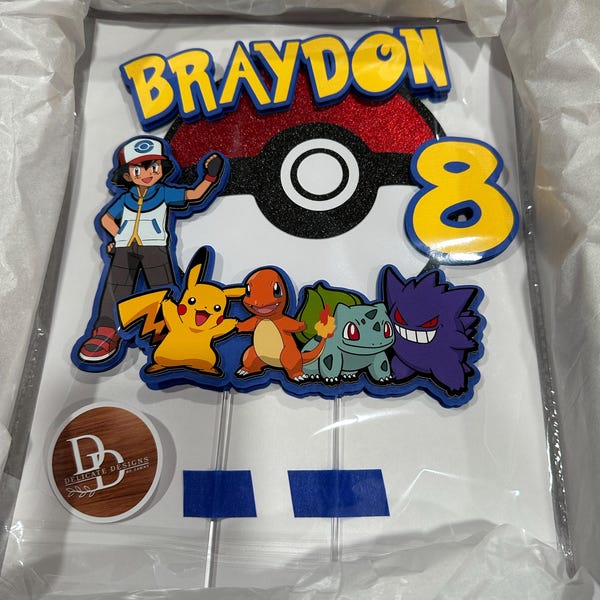 Custom Pokemon Birthday Cake Topper - Layered & 3D Cake Topper ...