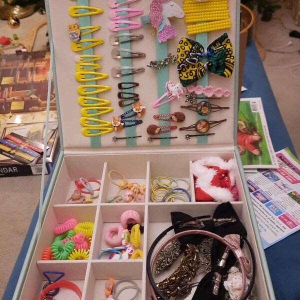 Girl's Hair Accessory Storage Box, Hair Clip Holder, Accessory ...