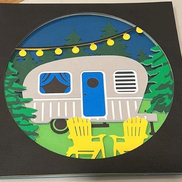Camper Decorations 3D Shadow Box Camper Layered Craft 3D SVG Glamping ...