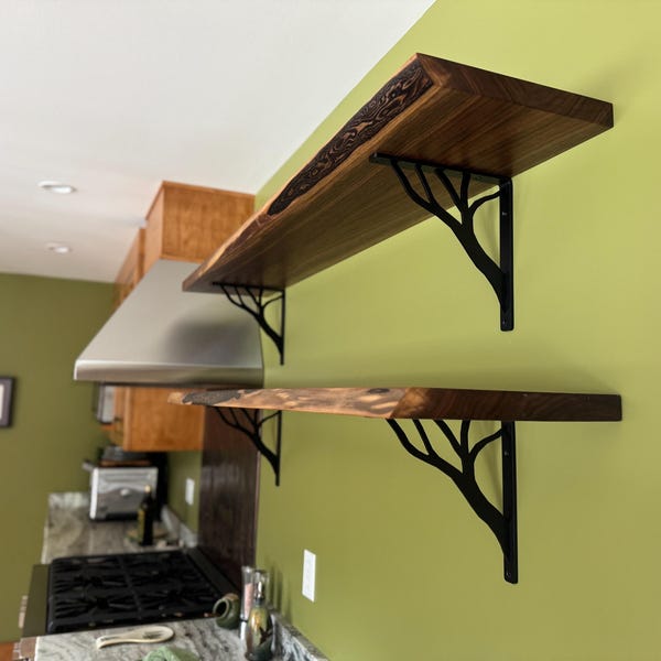 Heavy Duty Metal Floating Shelf Bracket L, Black Decorative Wall Mount ...