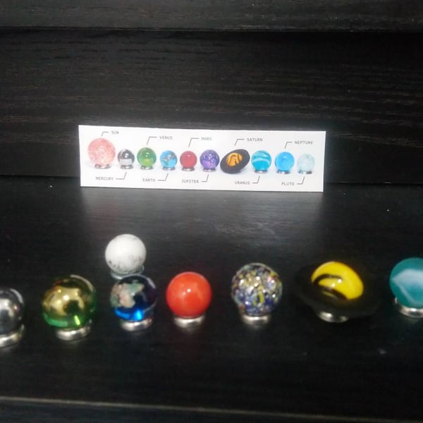 Solar System Planet Marbles Orrery Globe Display Collection - 10 ...