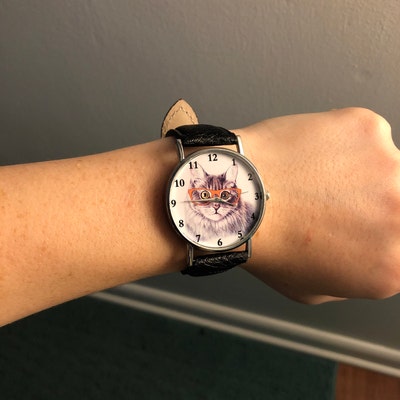 Watches Cat in Glasses, Watch Cat, Women's Watch, Men's Watch, Student ...