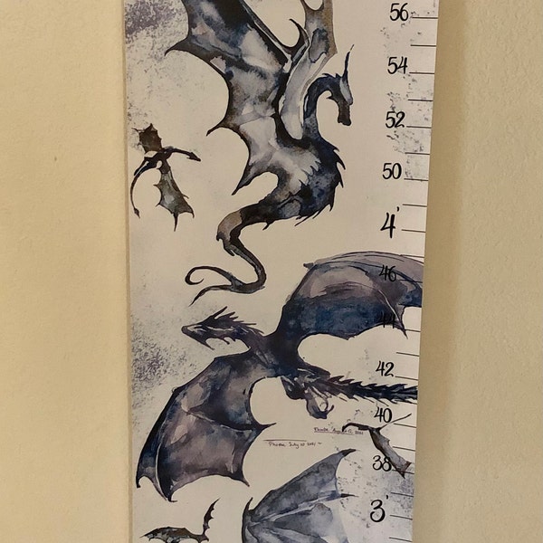 Dragons Height Chart Personalized Growth Chart Dragons Kids Room ...
