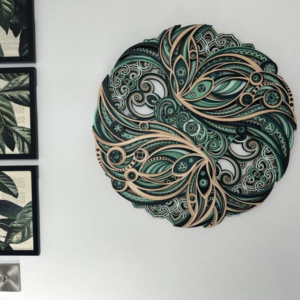 Handmade Mandala Laser Cut Wooden Wall Art Divine Light by STEREOWOOD ...