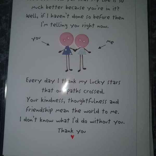 A Little Card of Friendship, Friend Appreciation Card - Etsy