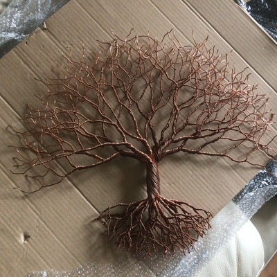 Copper Twisted Wire Tree of Life. Metal Sculpture. Wall Art. Natural ...