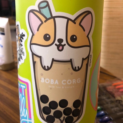 Boba Corgi Sticker, Corgi Stickers, Vinyl Stickers, Boba Stickers ...