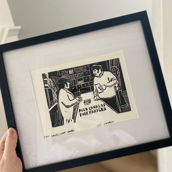 The Two Ronnies Fork Handles / Four Candles Sketch Lino Print - Etsy UK