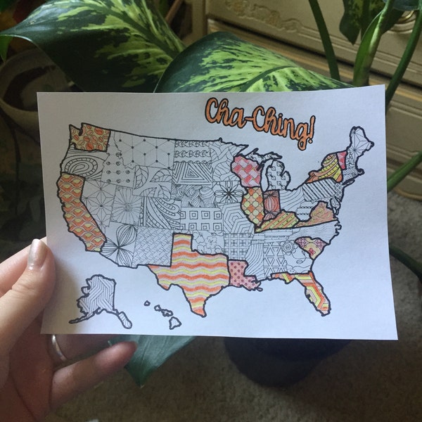 Map of the USA Printable Coloring Page | Holiday Road Trip Travel ...