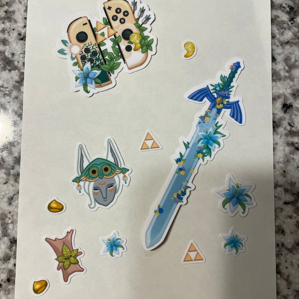 Floral Video Game Sword Waterproof Vinyl Stickers - Botw/totk, Fe3h ...