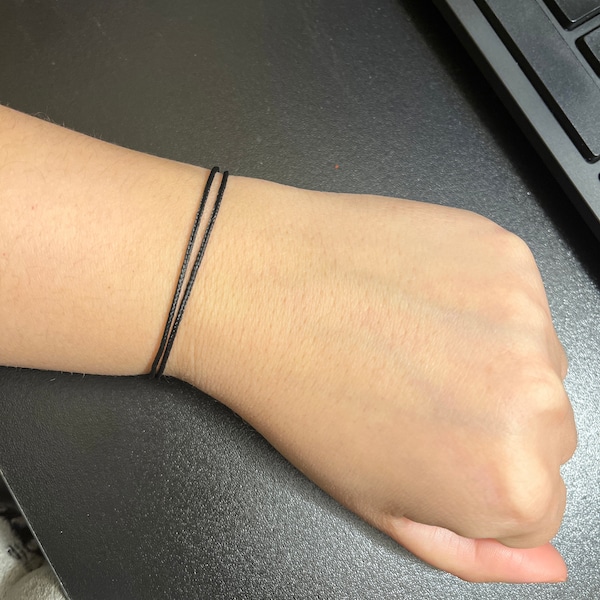 Black Cord Bracelet / Waterproof Adjustable Bracelet / Mens Surfer ...