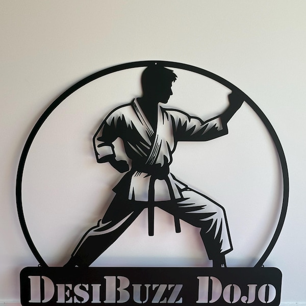 Personalized Boy Karate Metal Wall Art LED Light, Custom Martial Arts ...