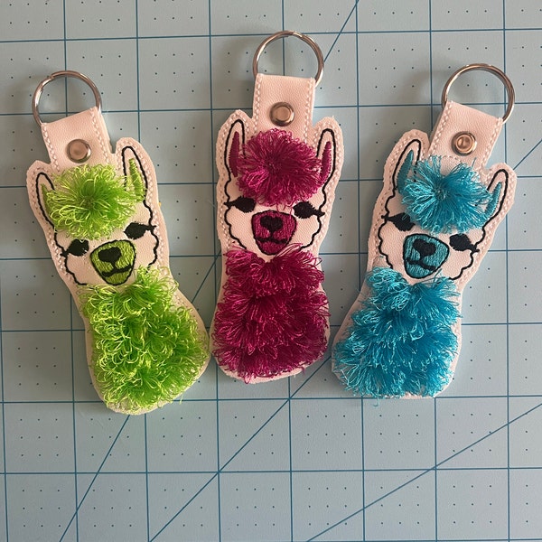 Fringed Llama Key Fob Snap Tab in the Hoop Machine Embroidery Designs ...